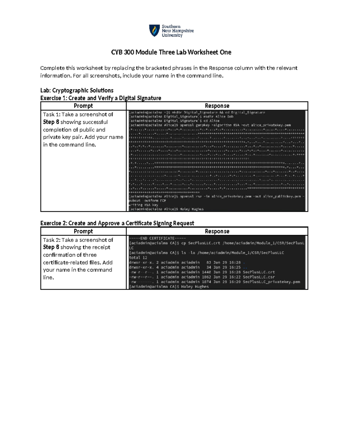 CYB 300 Module Three Lab Worksheet: Cryptographic Solutions - Studocu