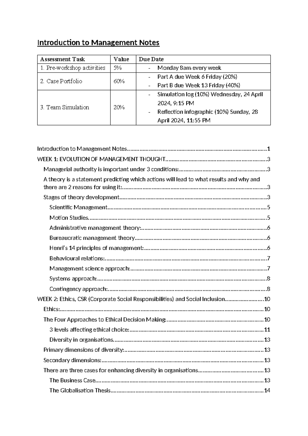 Monash MGC1010 Intro to Management S1 Summary Notes 2024 - Studocu