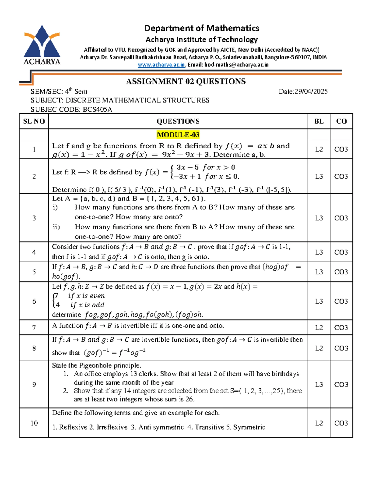 BCS405A - Discrete Mathematical Structures: Logic Fundamentals and ...
