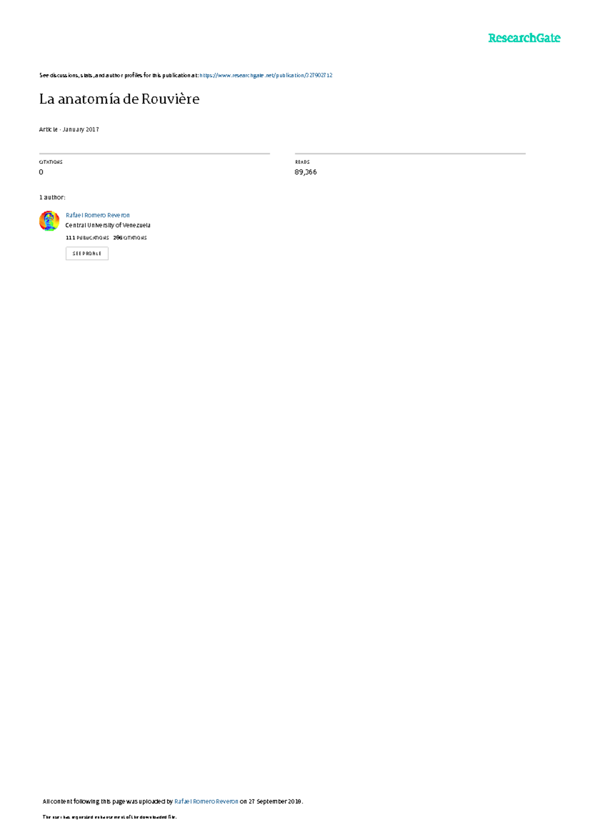La Anatomía de Rouvière: Contribuciones y Legado Académico - Studocu