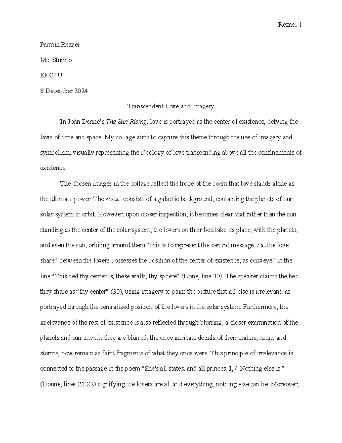 Verbal Visual Poetry Collage OVS - Analyzing Love in Donne's "The Sun ...