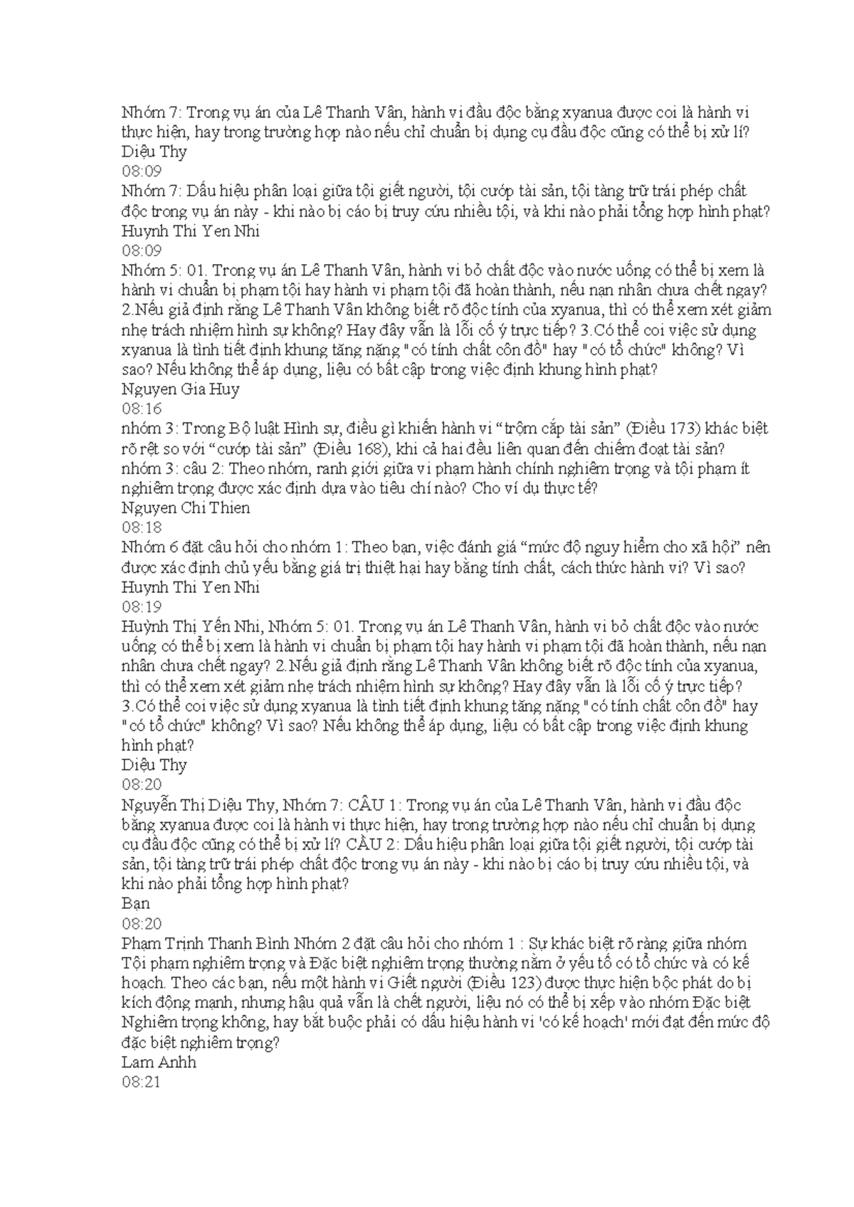Câu Hỏi Luật Hình Sự (LHS) - Phân Tích Vụ Án Lê Thanh Vân - Studocu