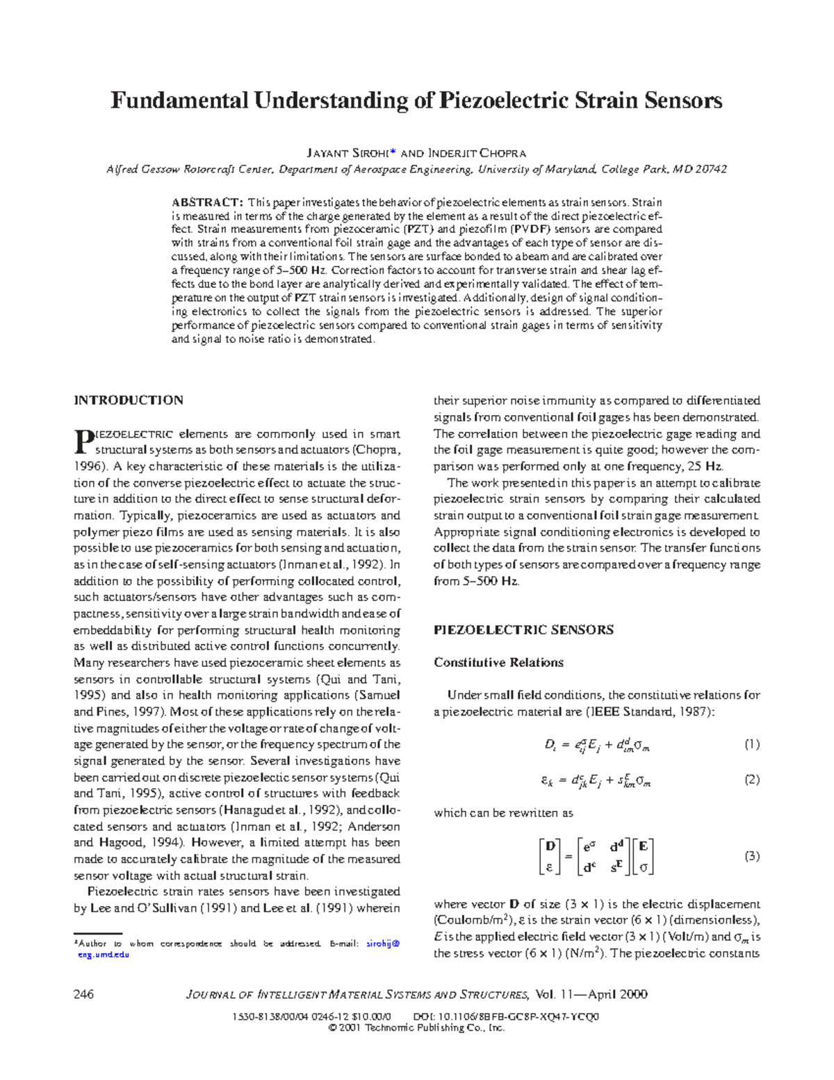 Fundamental Understanding of Piezoelectric Strain Sensors (AER 123 ...