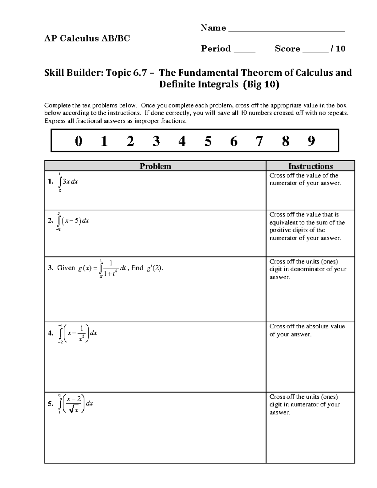 Topic 6.7 - The Fundamental Theorem of Calculus and Definite Integrals ...