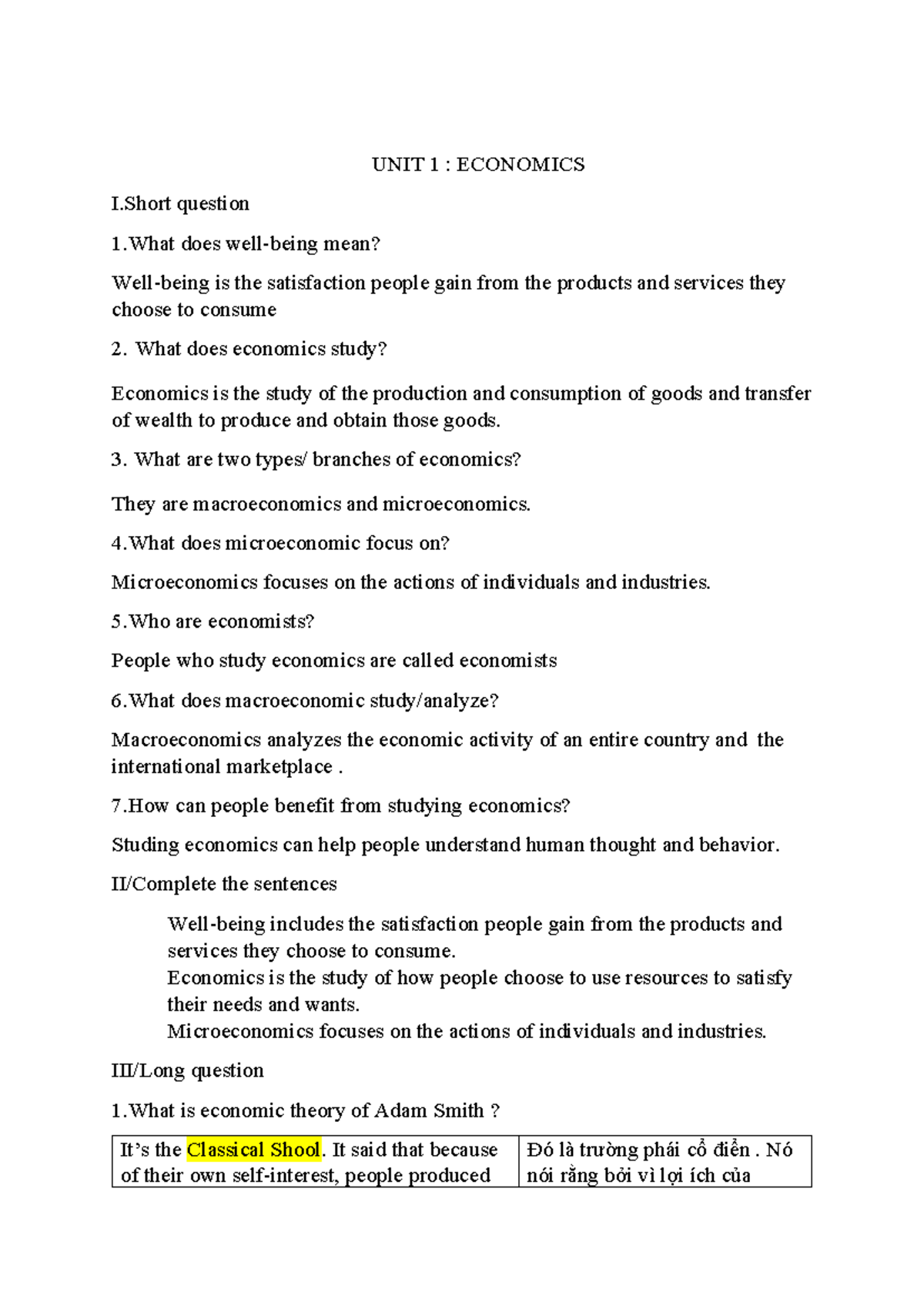 UNIT 1: ECONOMICS - Key Concepts and Theories Explained - Studocu