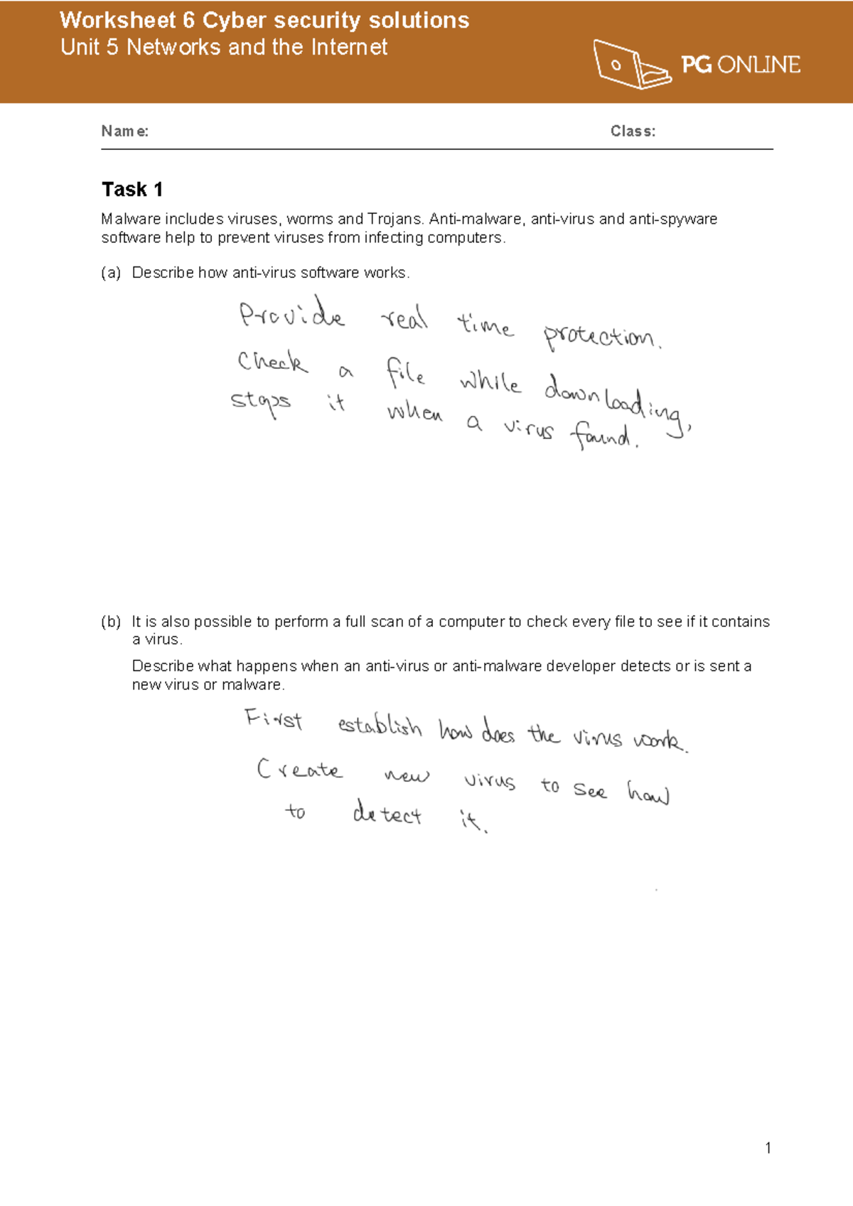 T6 Worksheet 6: Cyber Security Solutions - Unit 5 Networks & Internet ...