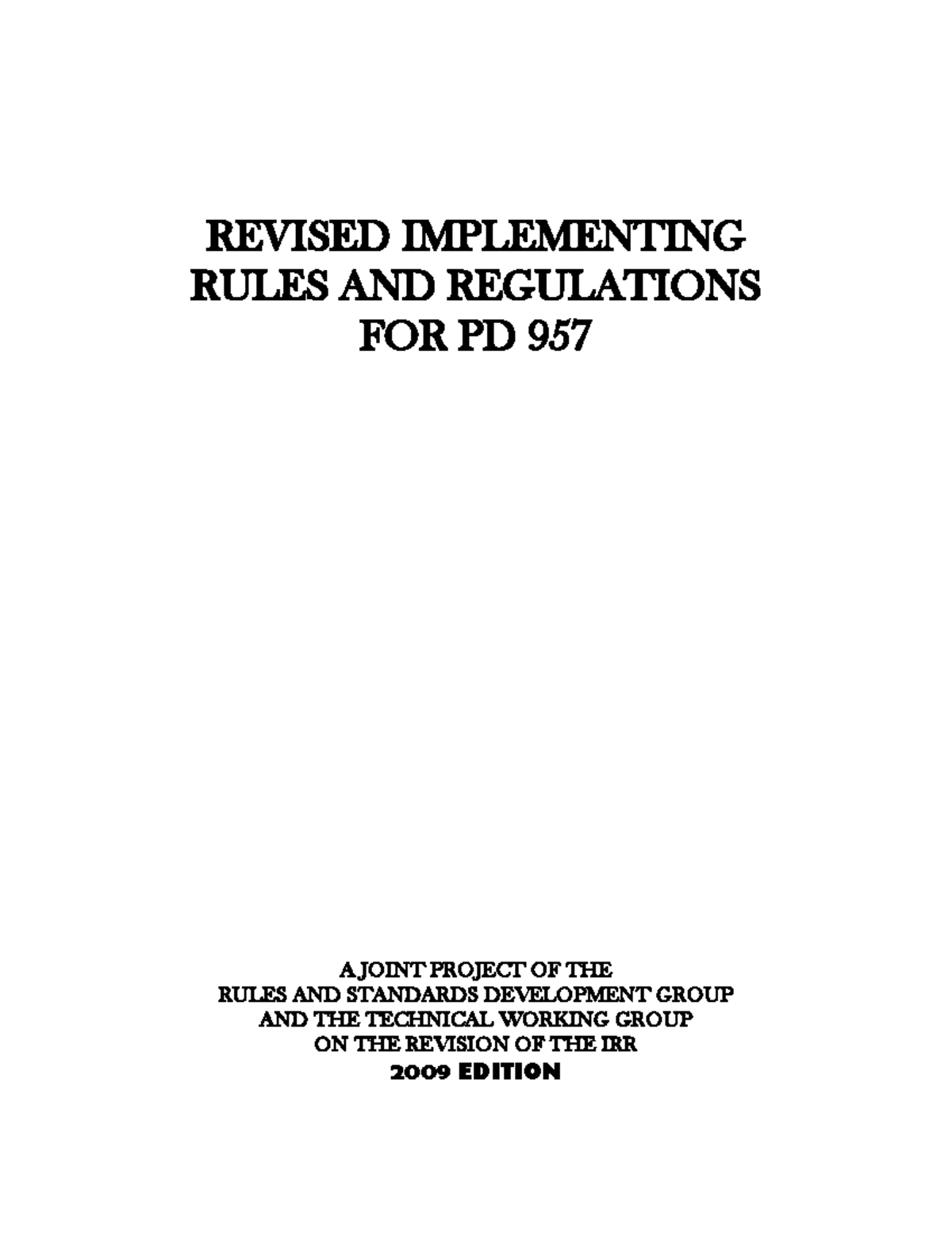 IRR-PD 957: Revised Rules for Subdivision & Condominium Projects - Studocu
