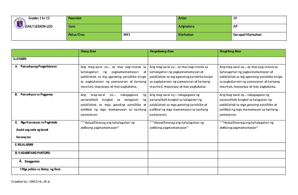 AP10 Q4 WK6 Detailed Lesson Plan on Civic Engagement and Participation ...
