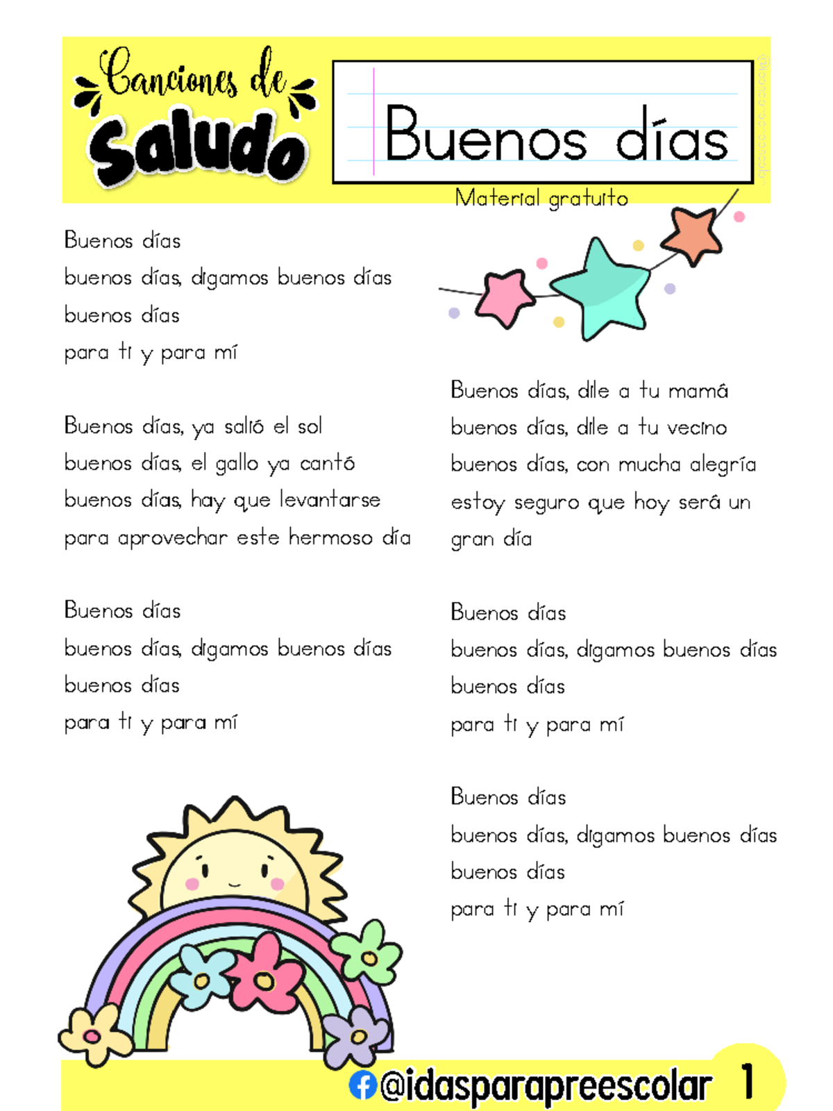 Canciones de Buenos Días para Preescolar - Material Gratuito 630942534 ...
