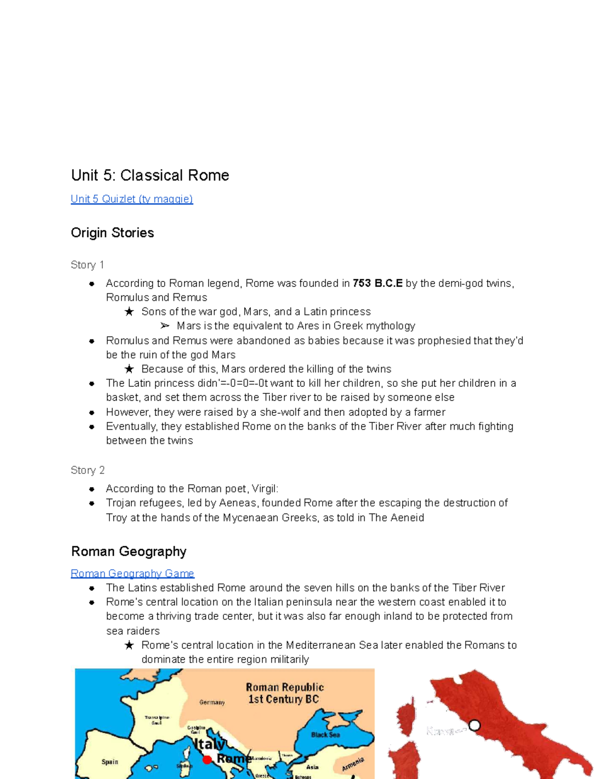 Unit 5: Classical Rome Quizlet Study Guide (AP World History) - Studocu