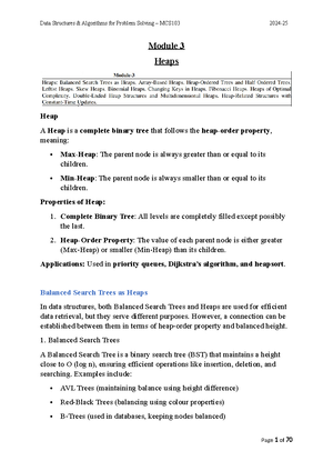 Data structures and algorithms for problem solving CIE - MCS103 - Studocu