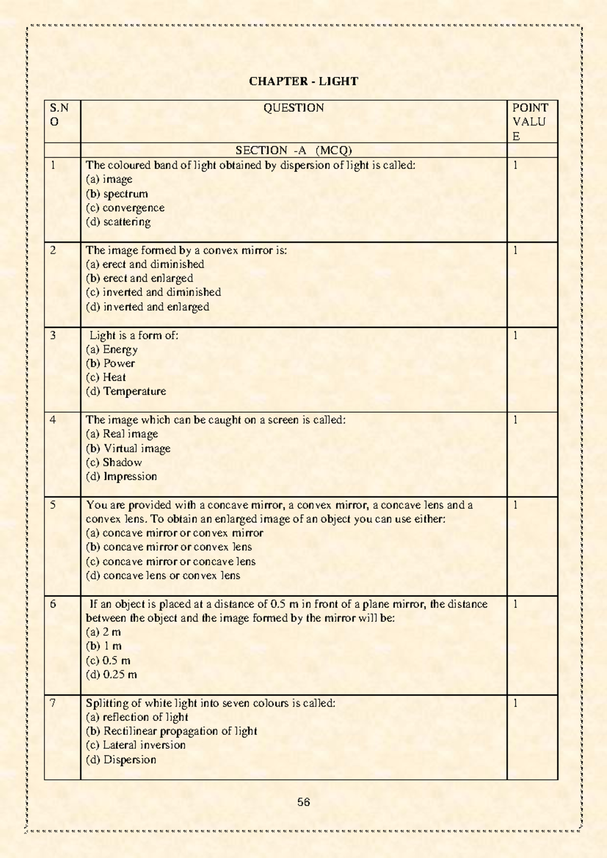 CBA Science Light Chapter MCQ & Concepts on Light - Studocu