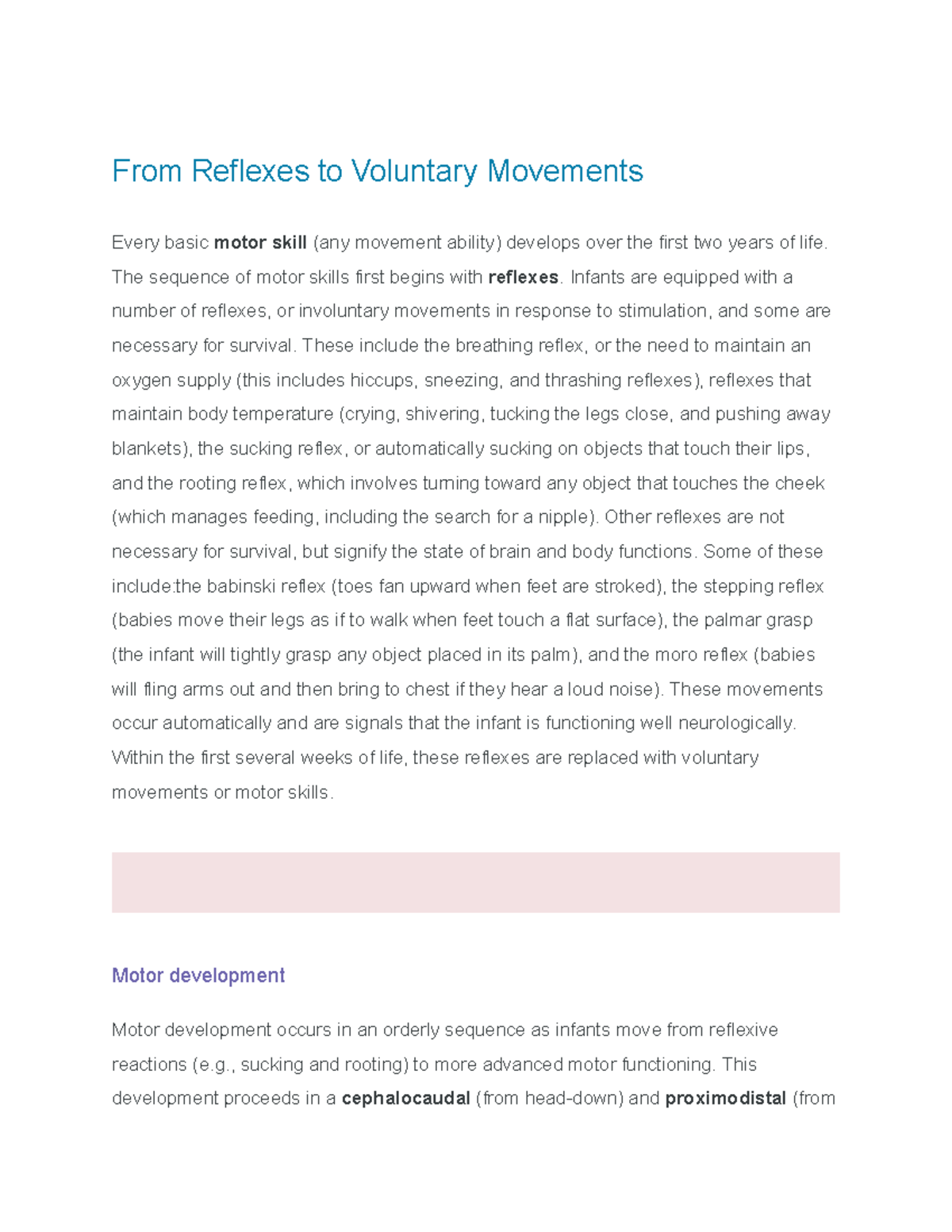 Infancy Motor and sensory development - Google Docs - From Reflexes to ...