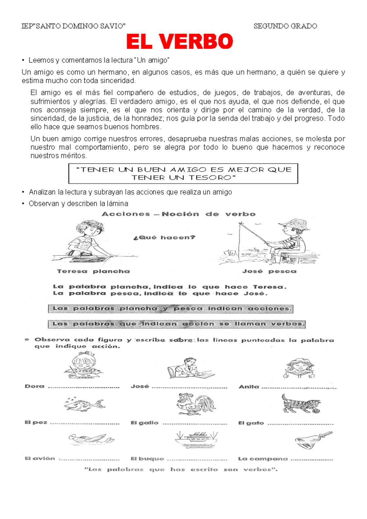 DOMINGO SEGUNDO GRADO: El Verbo y sus Tiempos en la Lectura - Studocu