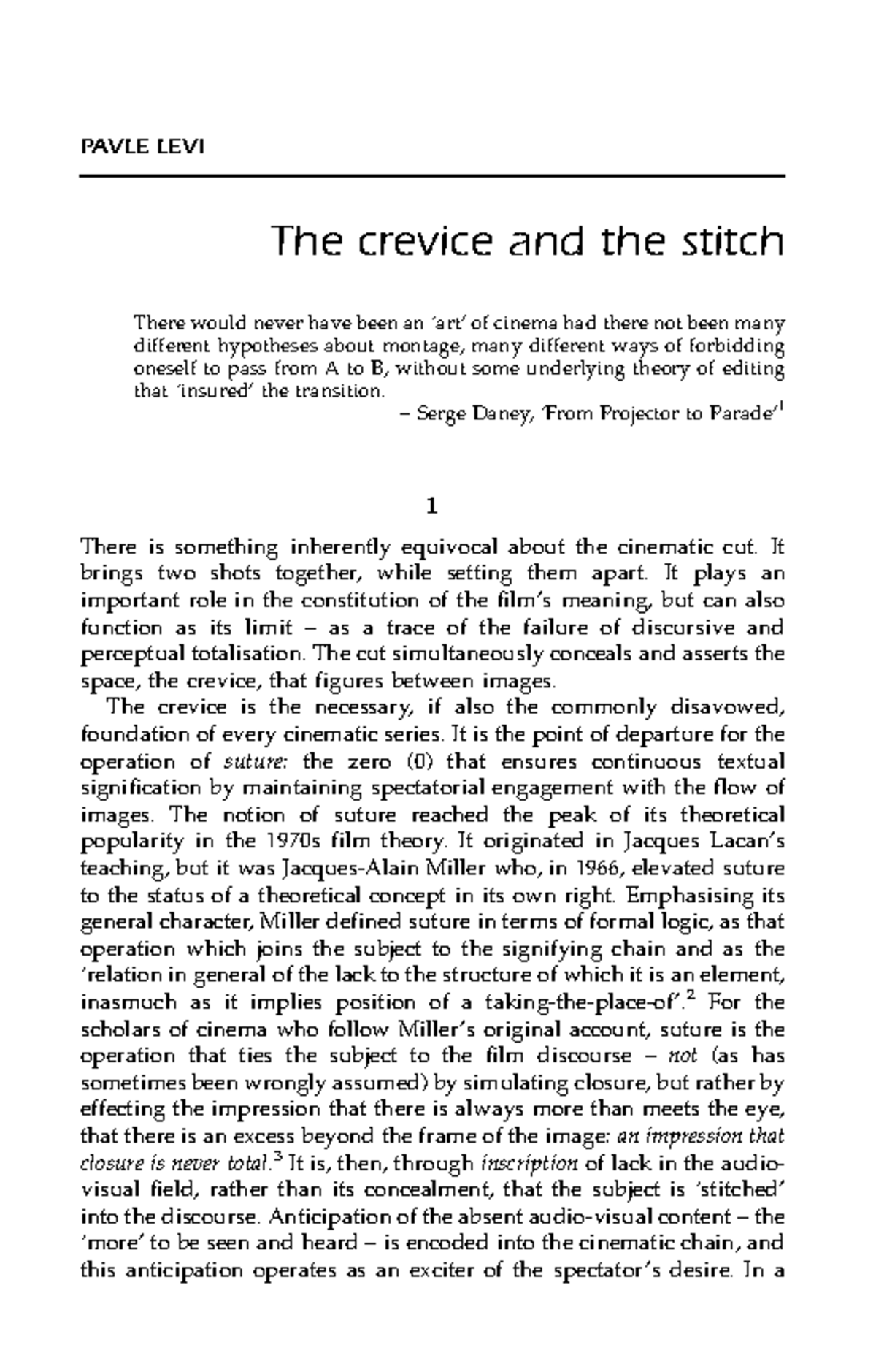 The Crevice and the Stitch: Analyzing Suture in Film and Comics - PAVLE ...
