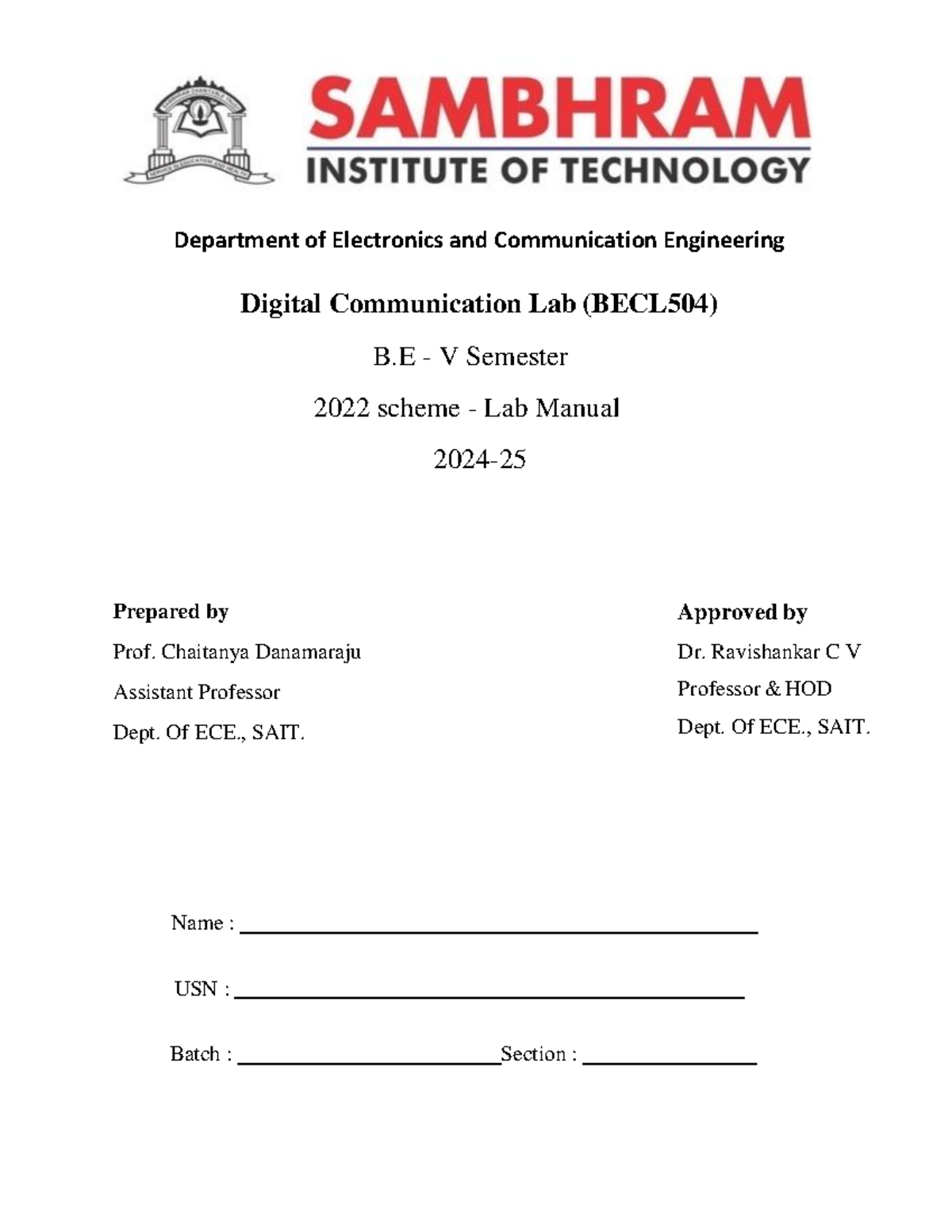 Digital Communication Lab Manual (BECL504) - 5th Semester 2024-25 - Studocu