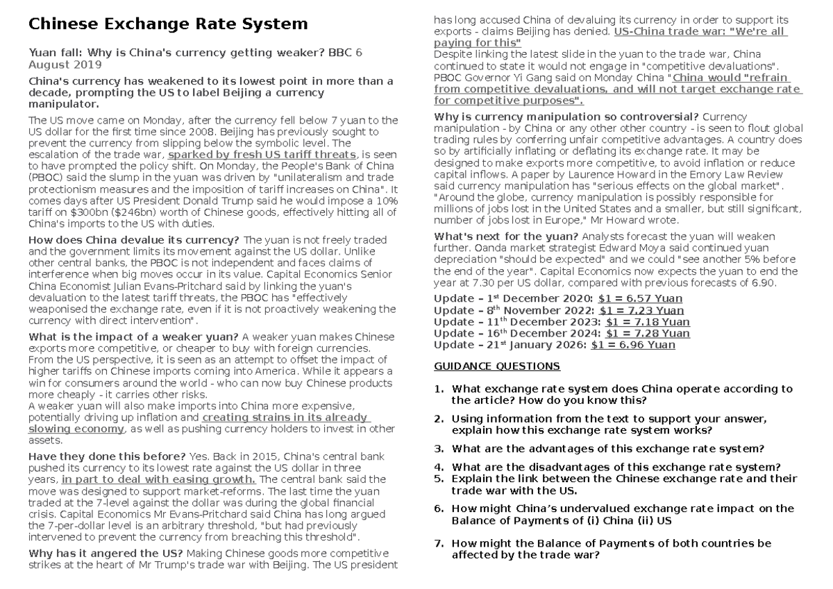 China's Exchange Rate System: Analyzing Yuan Depreciation and Trade War ...