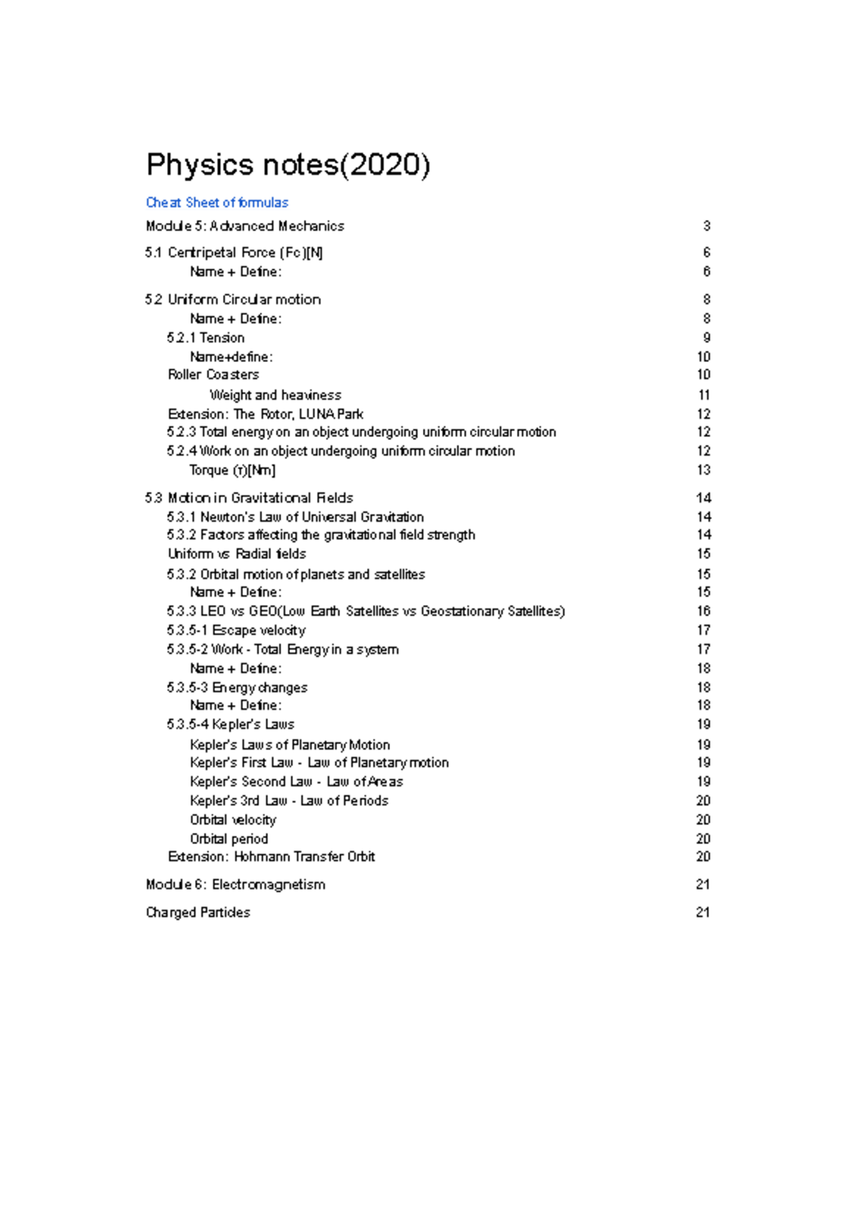 Year 12 Physics Notes: Advanced Mechanics & Electromagnetism Cheat ...
