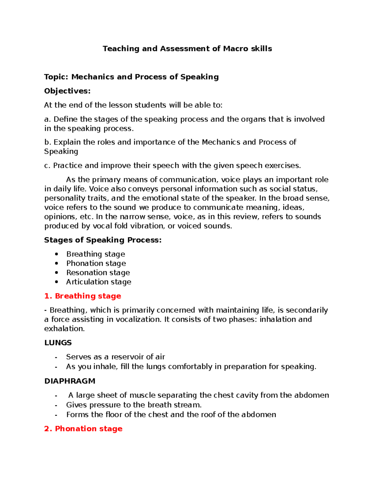 Mechanics & Process of Speaking: An In-Depth Study Guide - Studocu