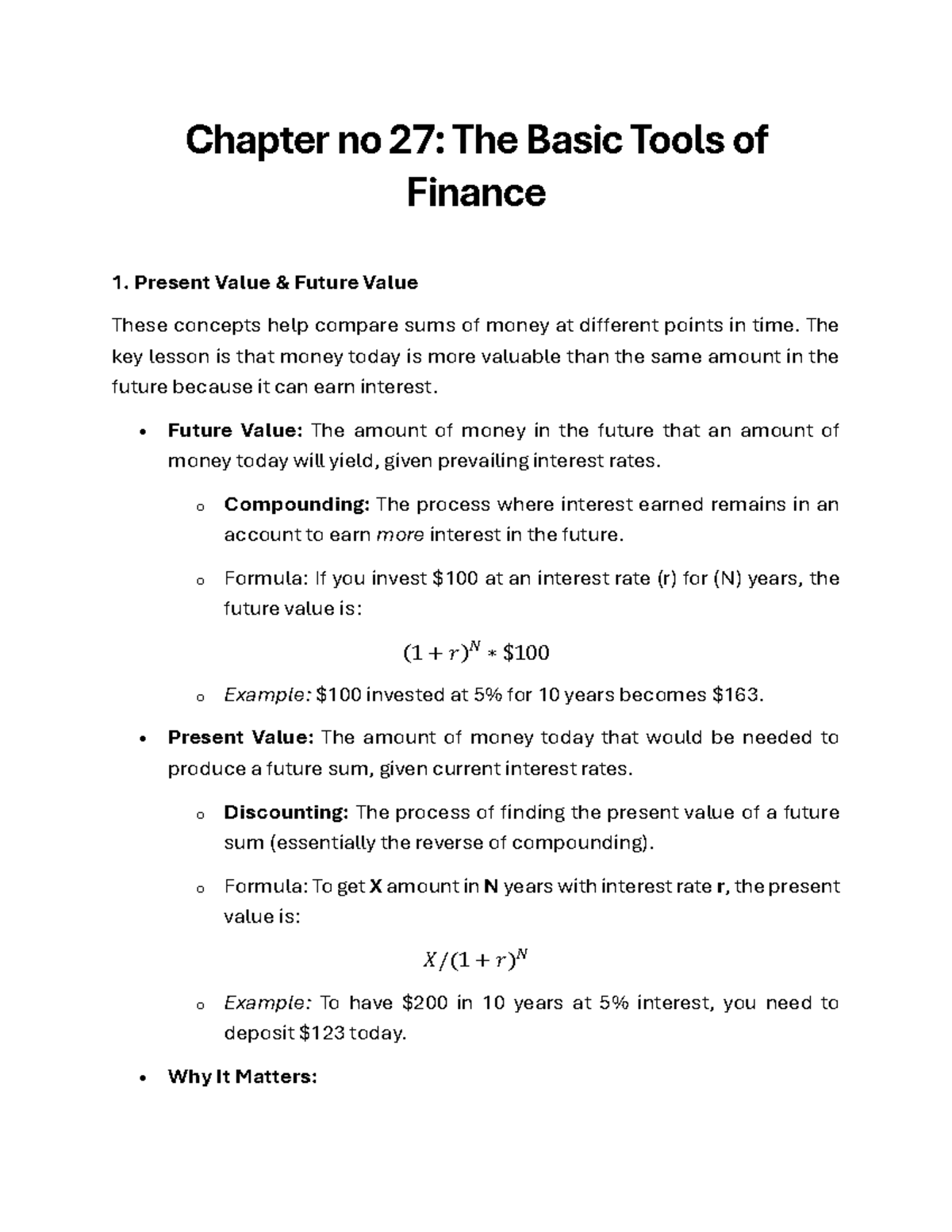 Chapter 27: Basic Finance Tools - Present & Future Value Concepts - Studocu