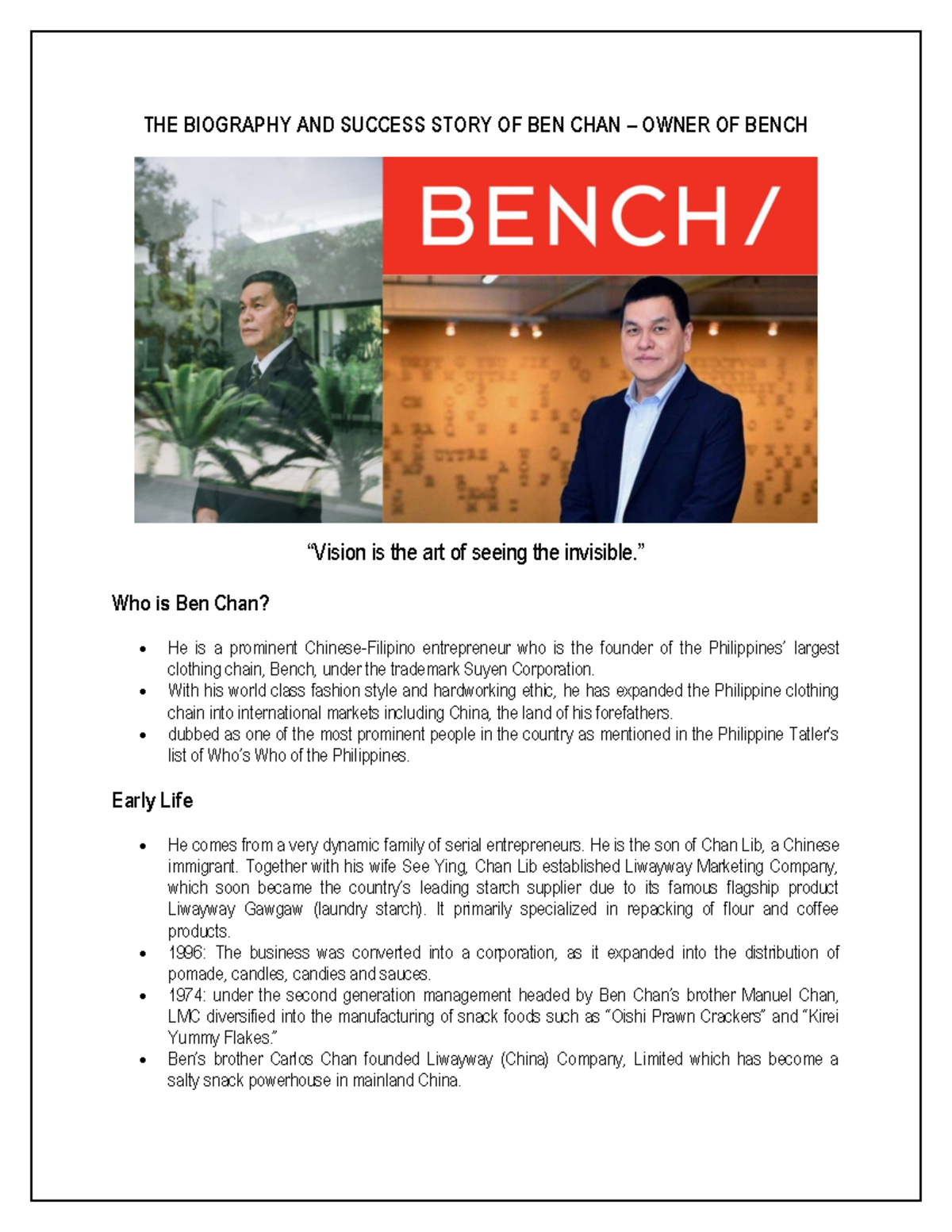 Biography AND Success Story OF BEN CHAN - THE BIOGRAPHY AND SUCCESS ...