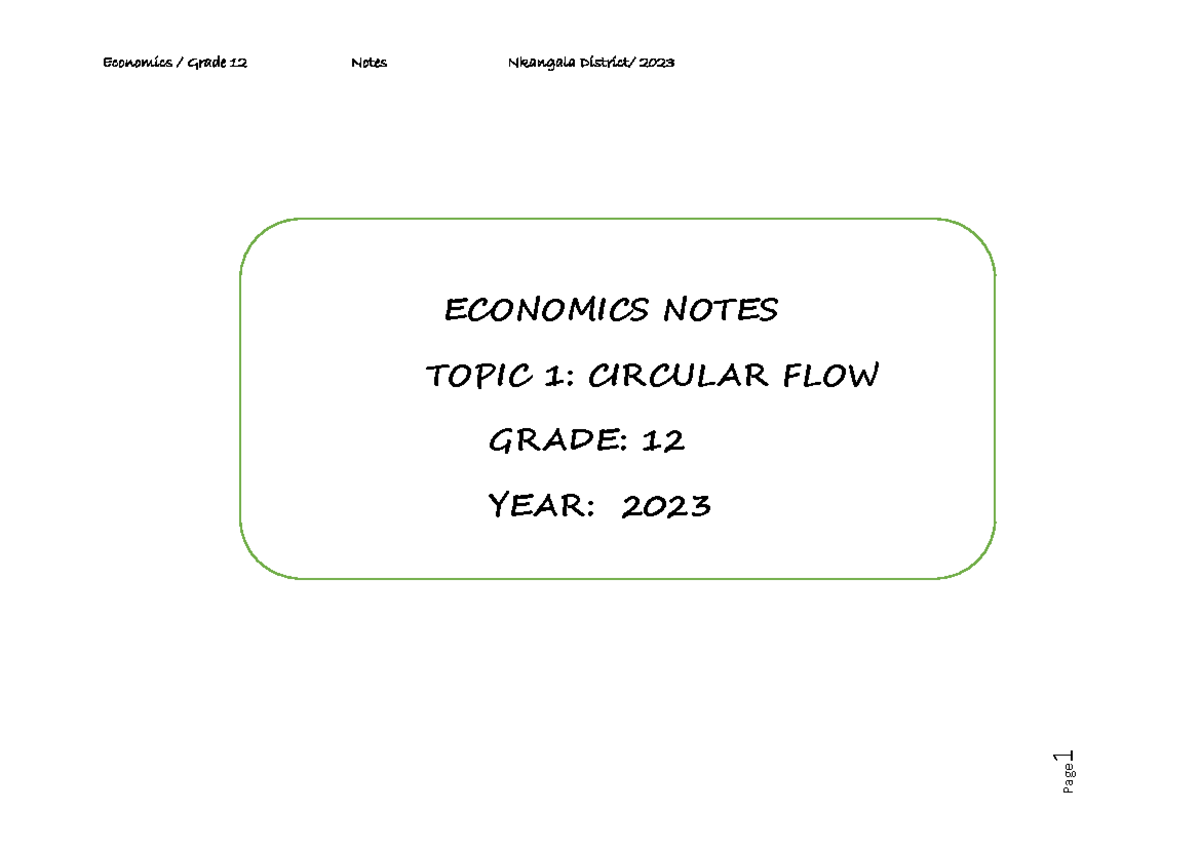 ECON 12: Circular Flow Notes and Key Concepts for 2023 - Studocu