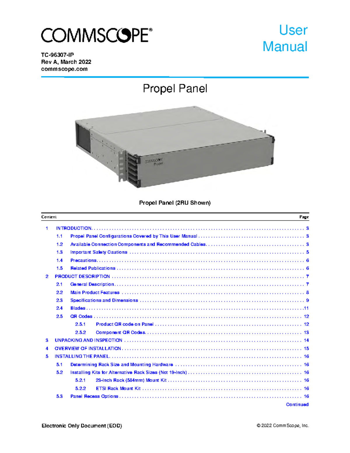 Propel Panel Installation Manual (Rev A) - CommScope 2RU Guide - Studocu