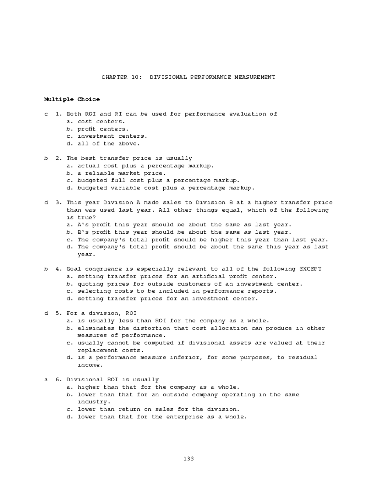 Chapter 10: Divisional Performance Measurement in MAS Accounting - Studocu