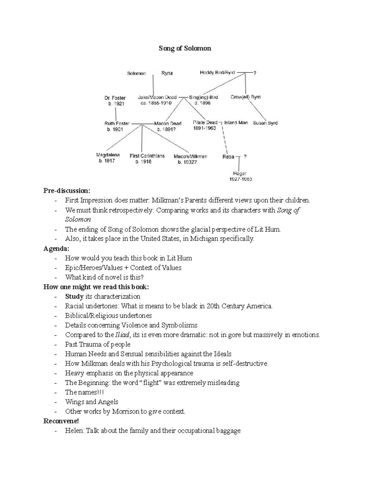 14. Morrison's Song of Solomon: Critical Analysis & Discussion Notes ...