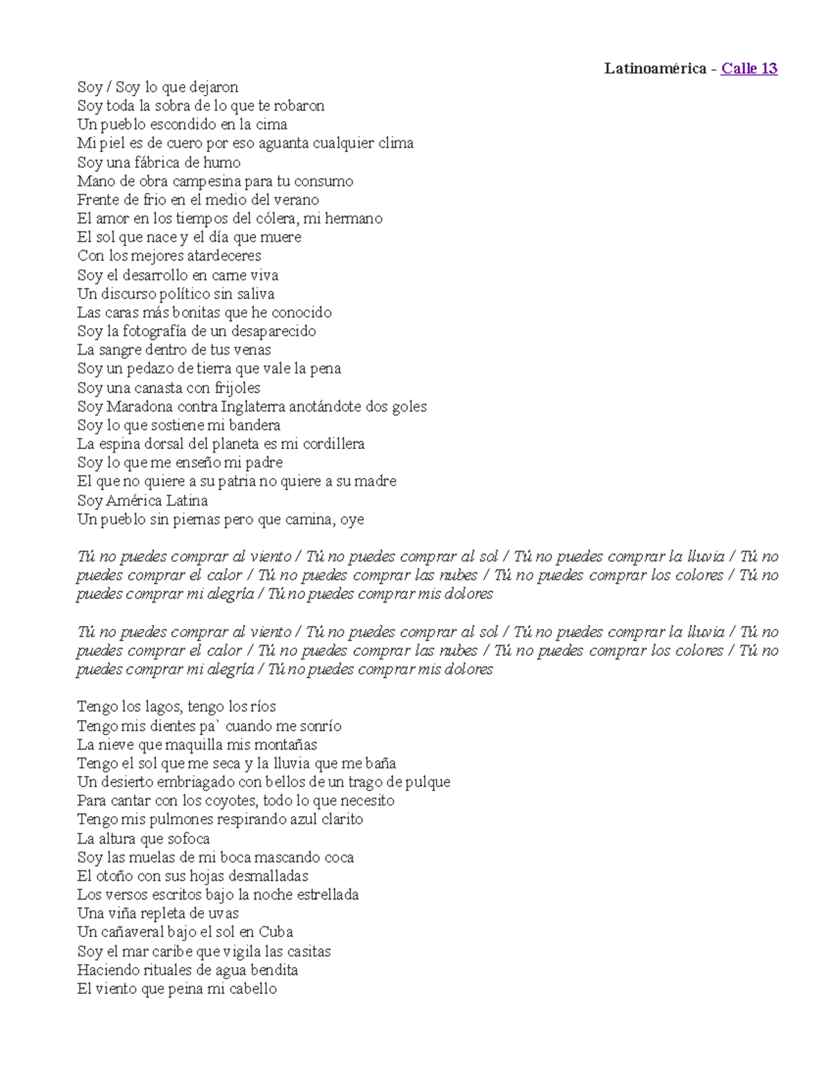 America Latina Calle 13 Letras Interpretación De La Canción
