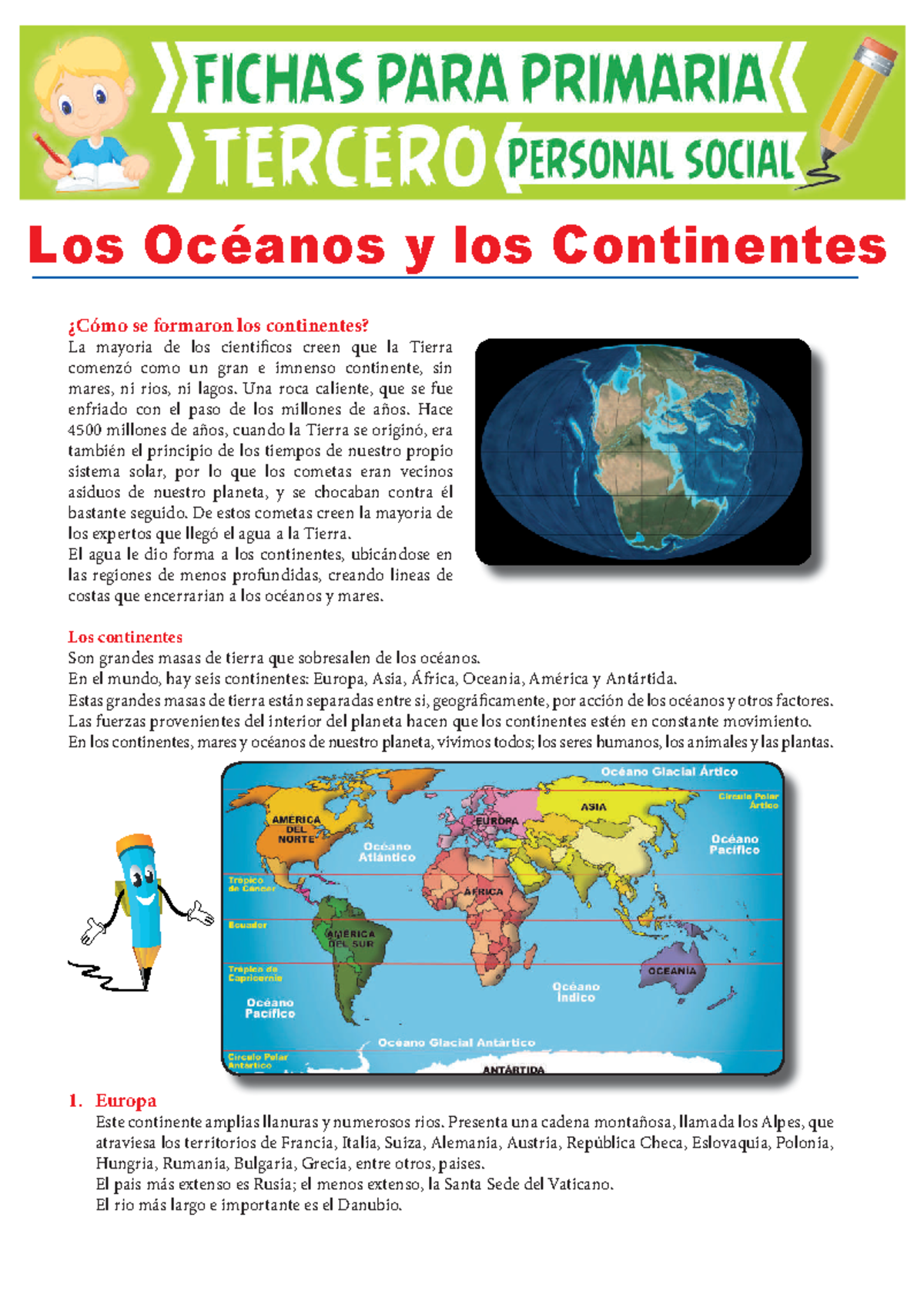 Los Océanos y los Continentes para Tercer Grado de Primaria 2 - ¿Cómo ...