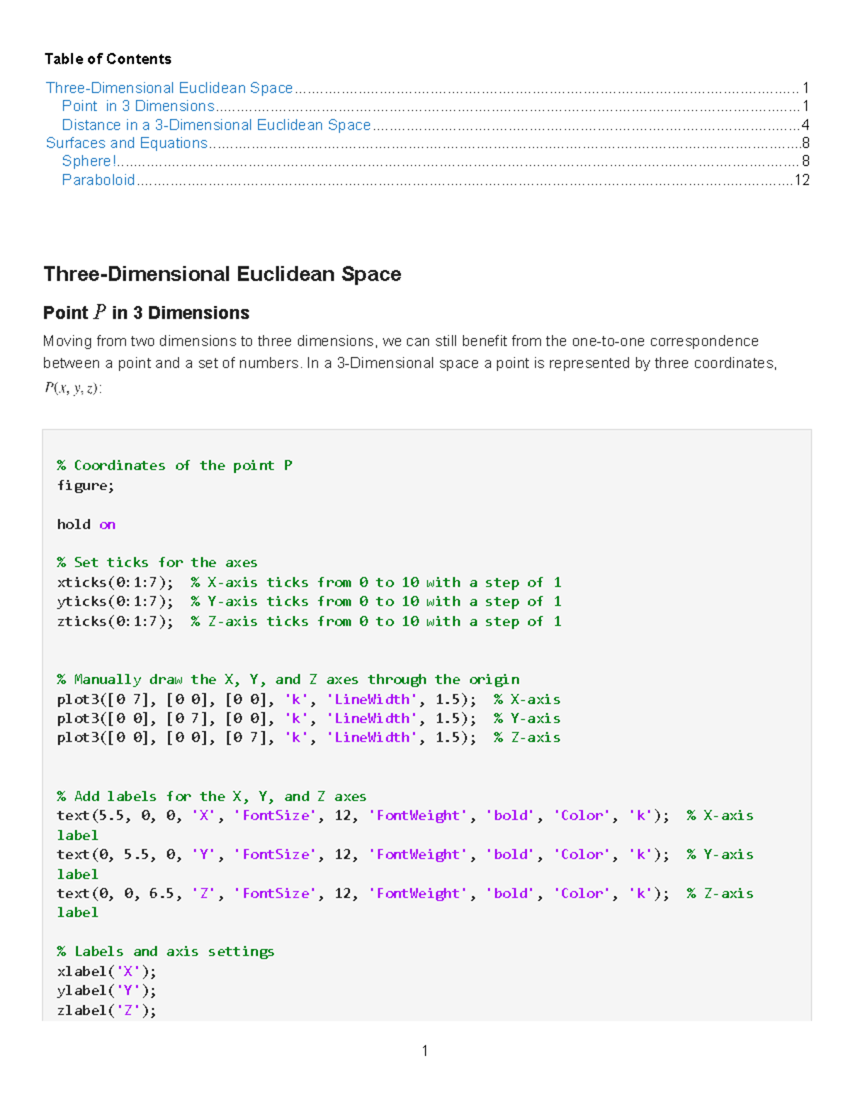Euclid 3D - matlab - Table of Contents Three-Dimensional Euclidean ...