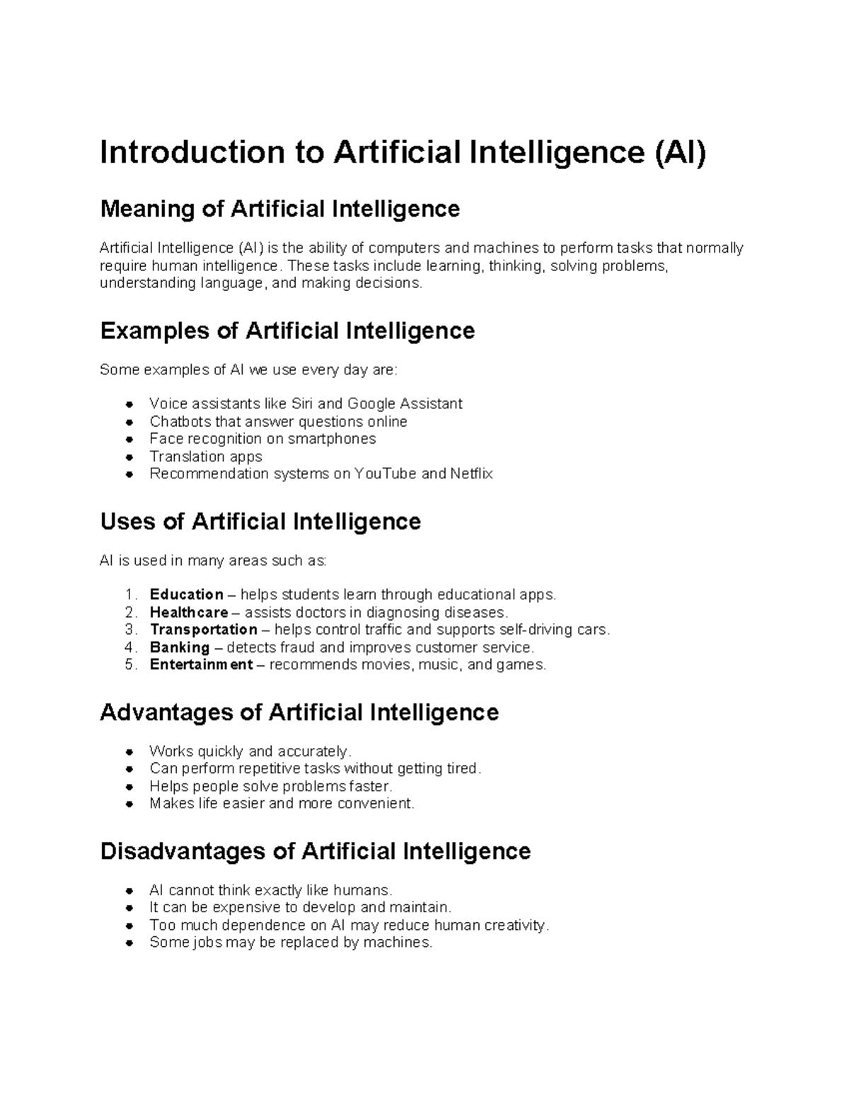 AI 101: Understanding the Basics, Uses, and Impacts of AI - Studocu