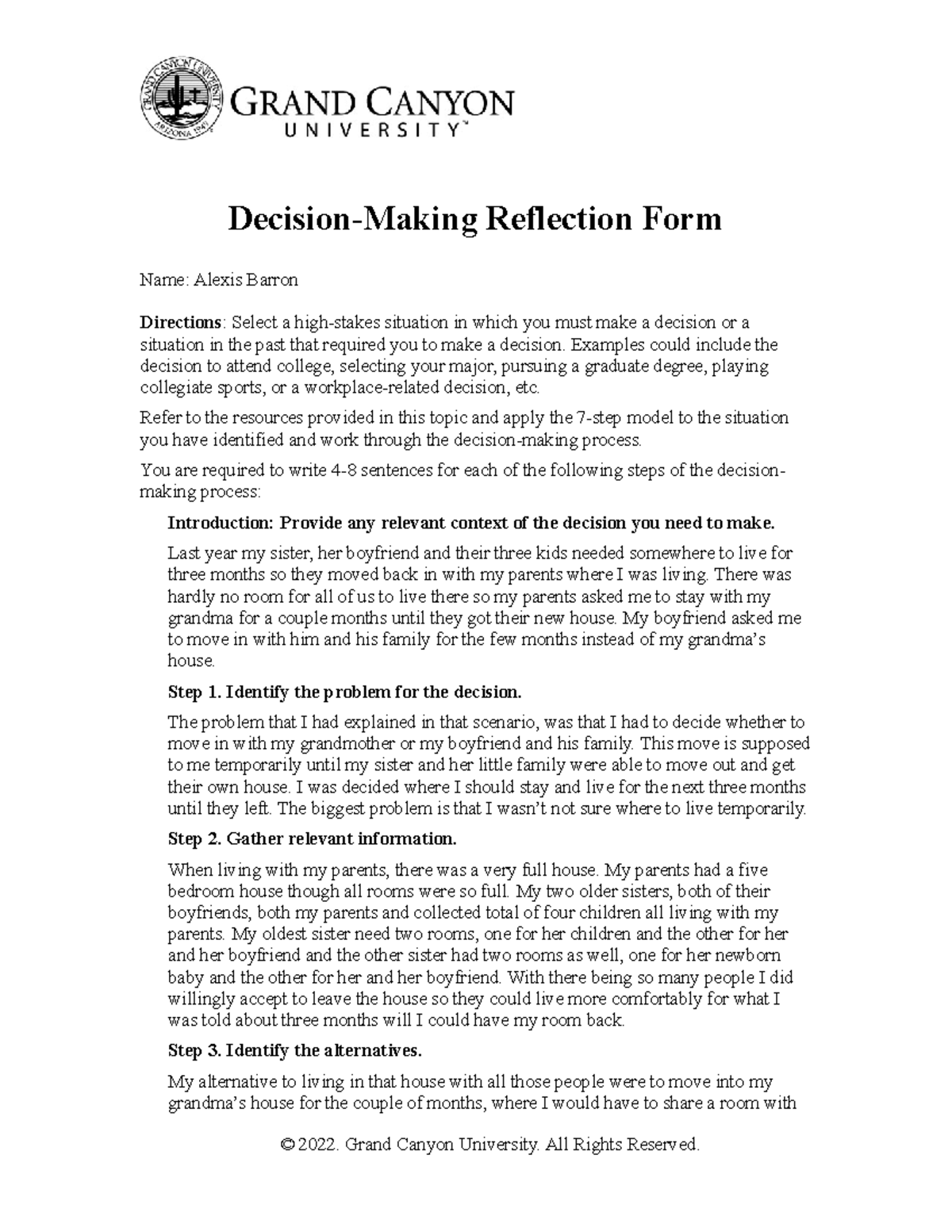 LDR462 Decision-Making Reflection: A Personal Case Study - Studocu