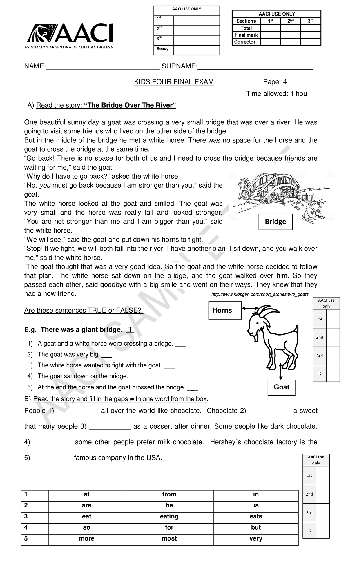 Kids 4 Final Exam Paper 4 - Mock Exam with Stories and Questions - Studocu