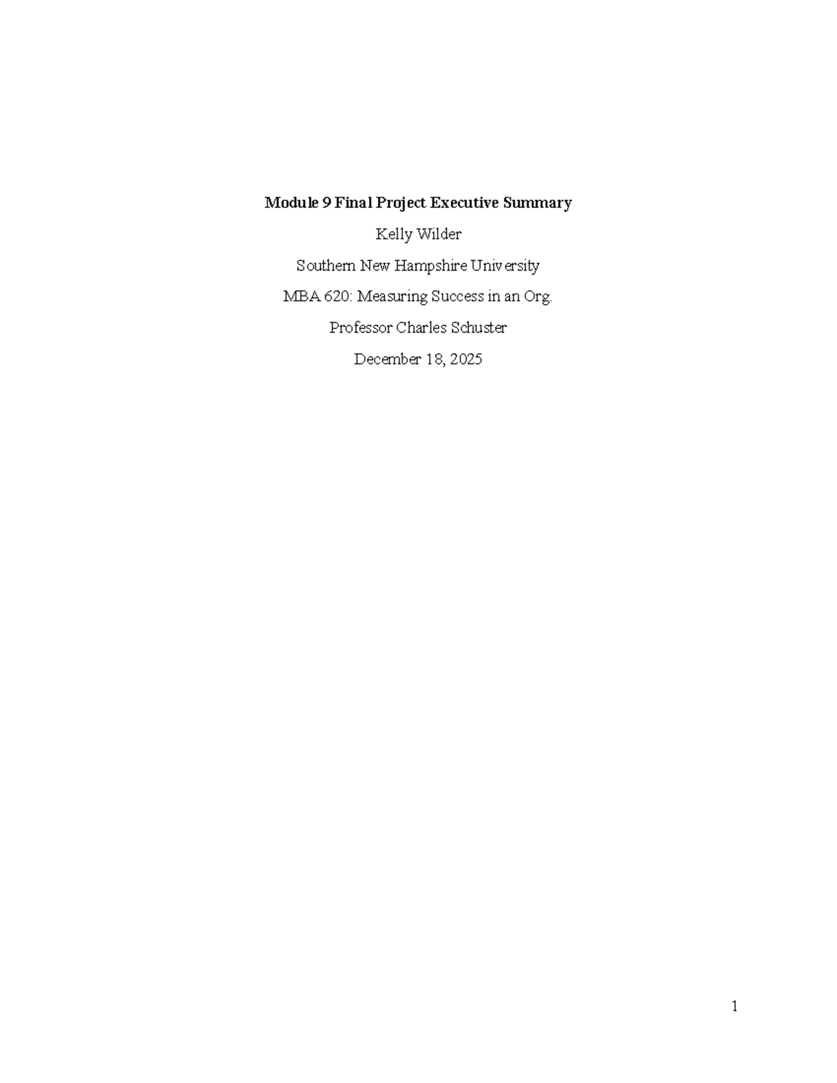 MBA 620 Module 9 Final Project Exec Summary: TransGlobal Airlines ...