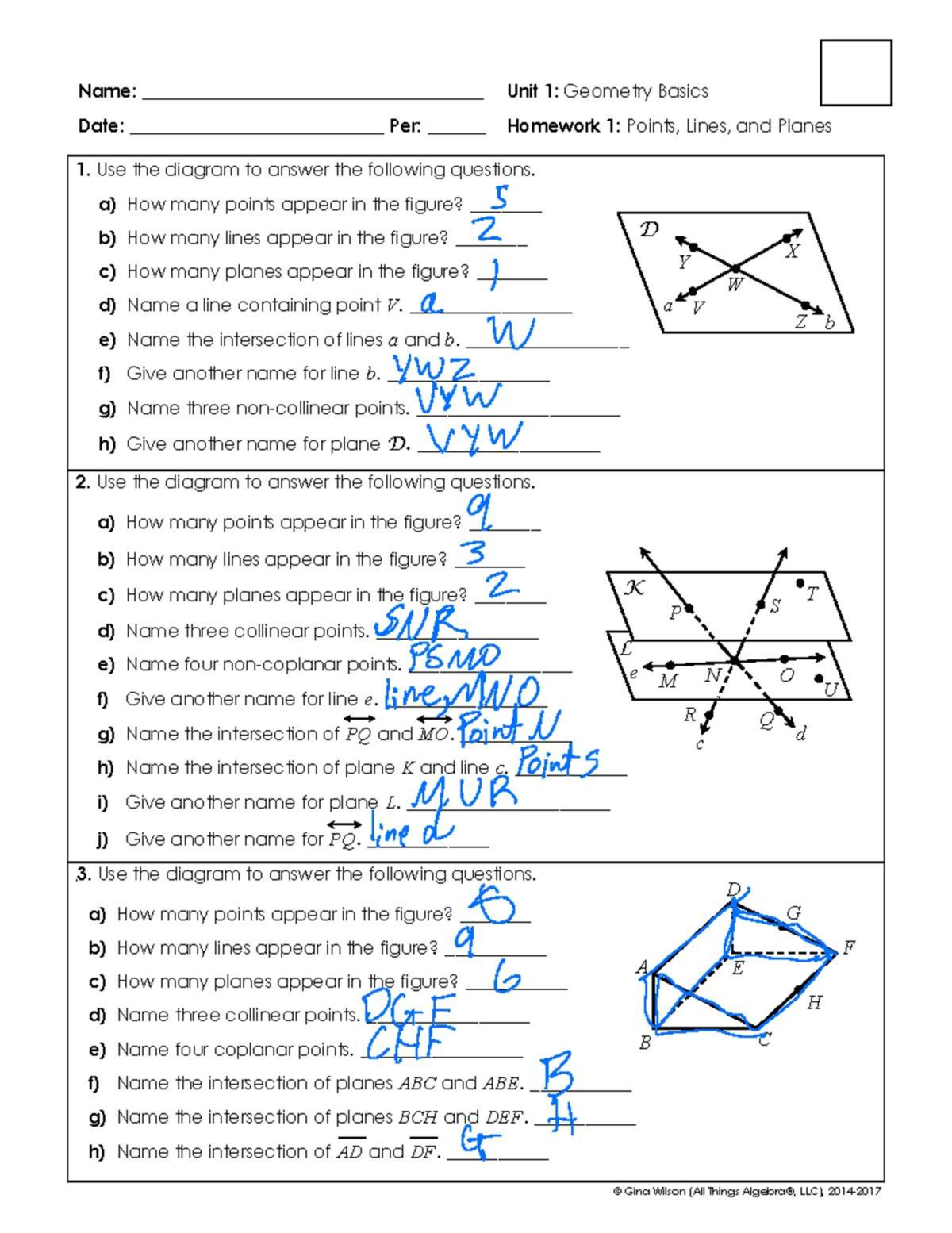 Unit 1: Geometry Basics - Homework 1: Points, Lines, and Planes - Studocu