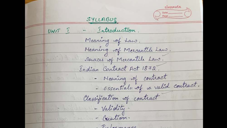 Business Law Syllabus: Unit I to VI Overview and Key Concepts - Studocu