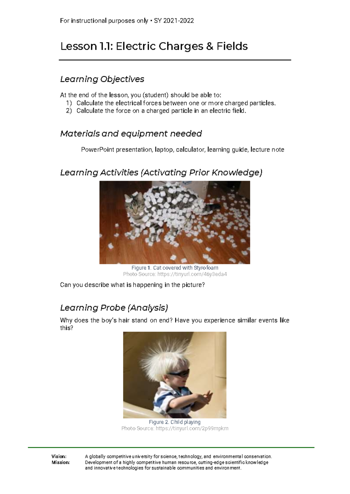 GPhys 2 Lesson 1.1: Understanding Electric Charges and Fields - Studocu