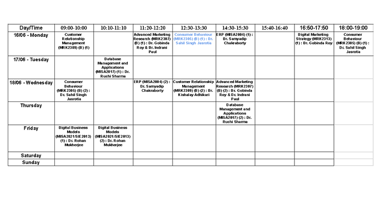 Term 4 Calendar Overview: Courses & Instructors (MRK2305, MISA2004 ...