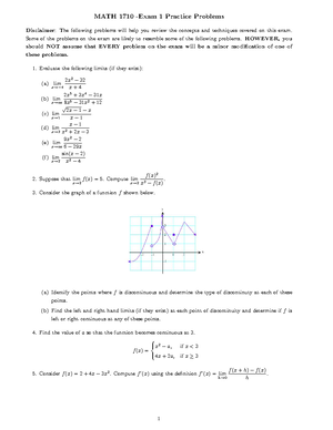 [Solved] Find the derivative of a 2 b 1 - Calculus I (MATH 1710 ) - Studocu