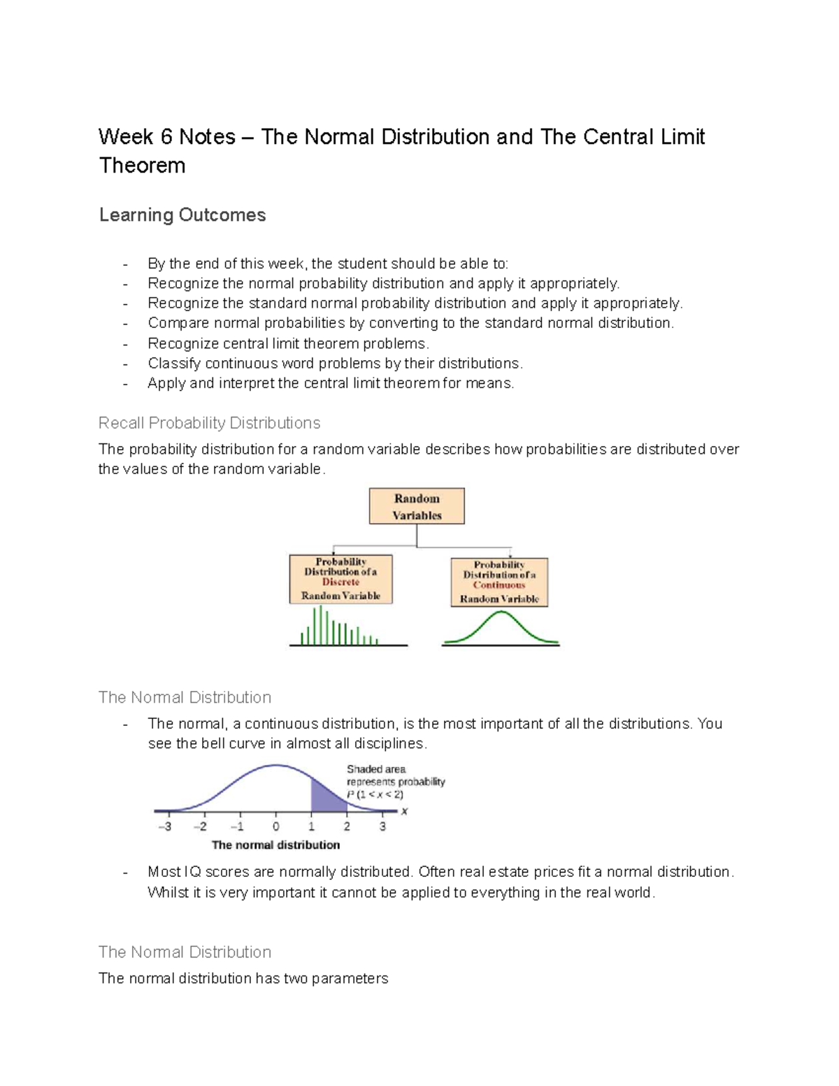 BU1007 - Week 6 Notes: The Normal Distribution & Central Limit Theorem ...