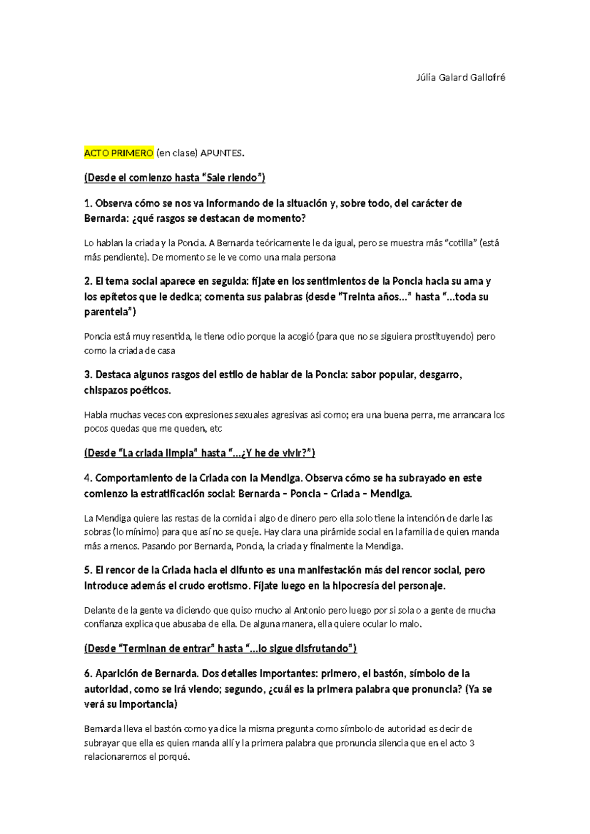 "La casa de Bernarda Alba: Comprensión Actos 1, 2 y 3 - Análisis" - Studocu