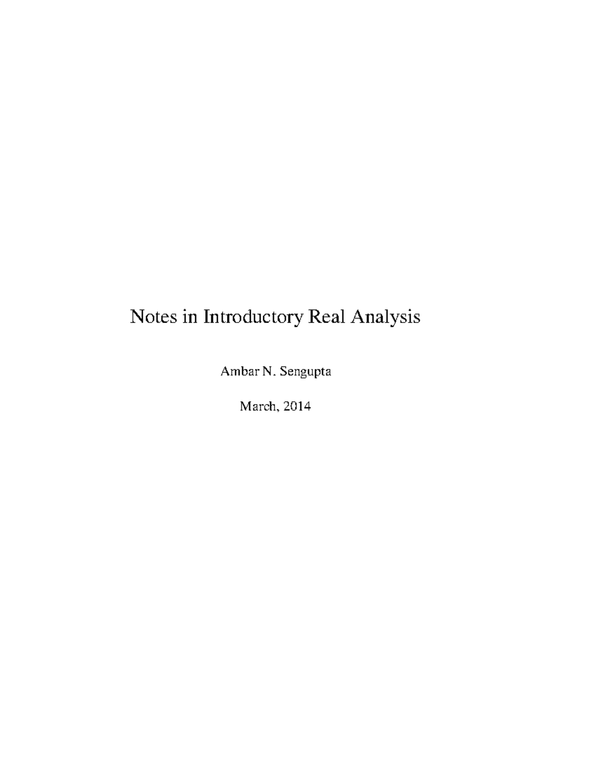 Intro Real Analys Notes - Notes in Introductory Real Analysis Ambar N ...