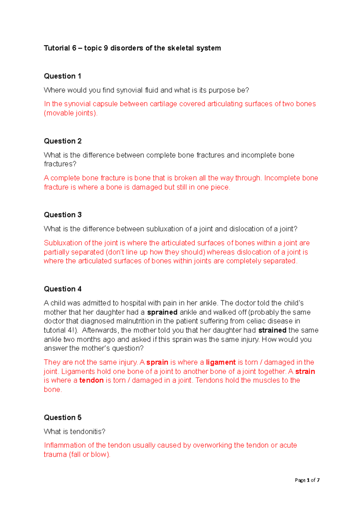 Patho Tutorial 6 questions with answers - Tutorial 6 – topic 9 ...
