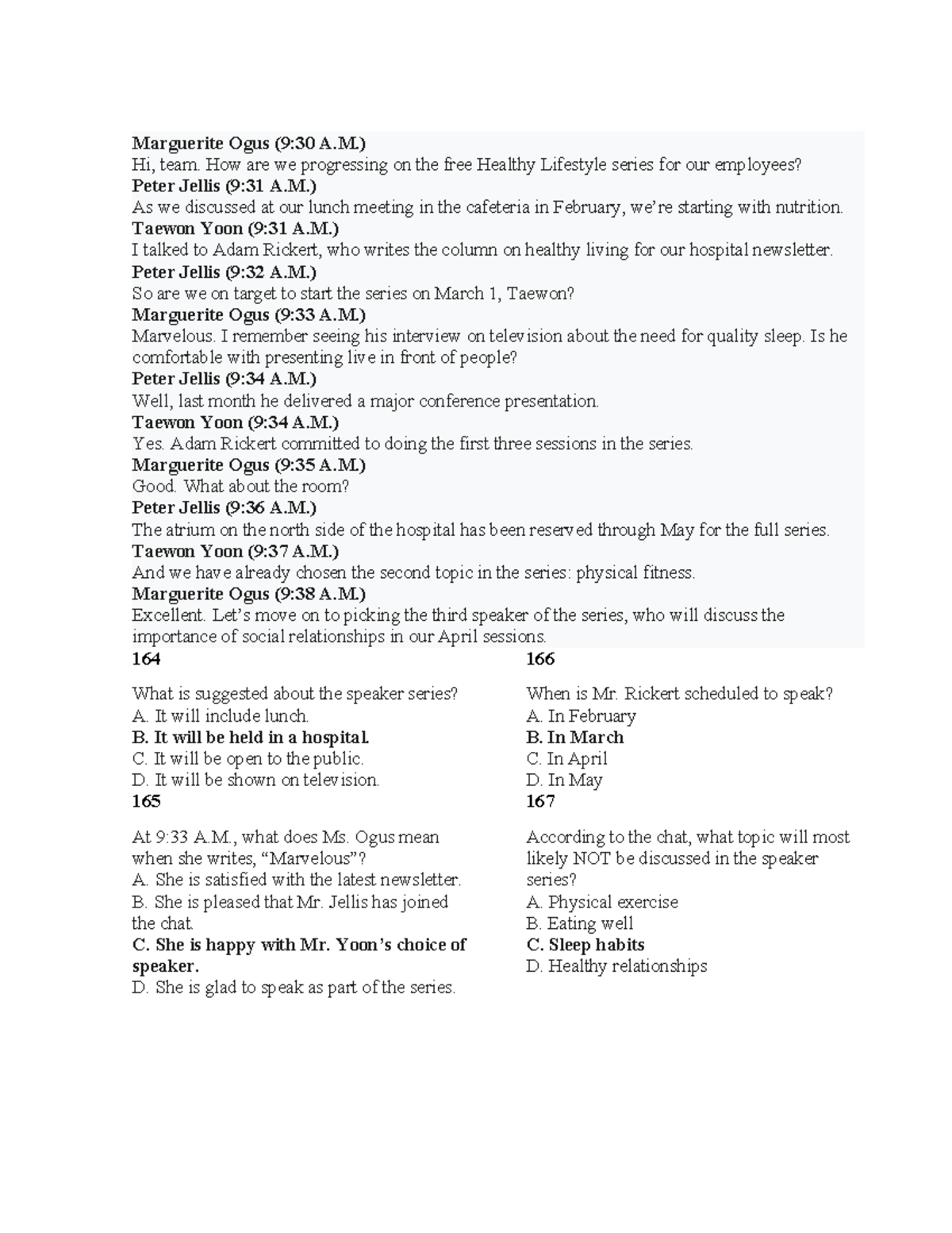 B57 - Part 7: TOEIC Practice Questions and Answers - Studocu