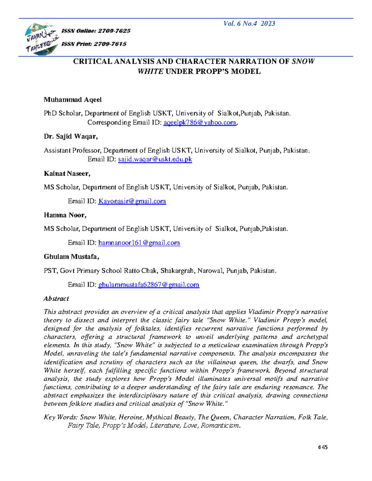Critical Analysis of Snow White: A Study Under Model (ENG 101) - Studocu
