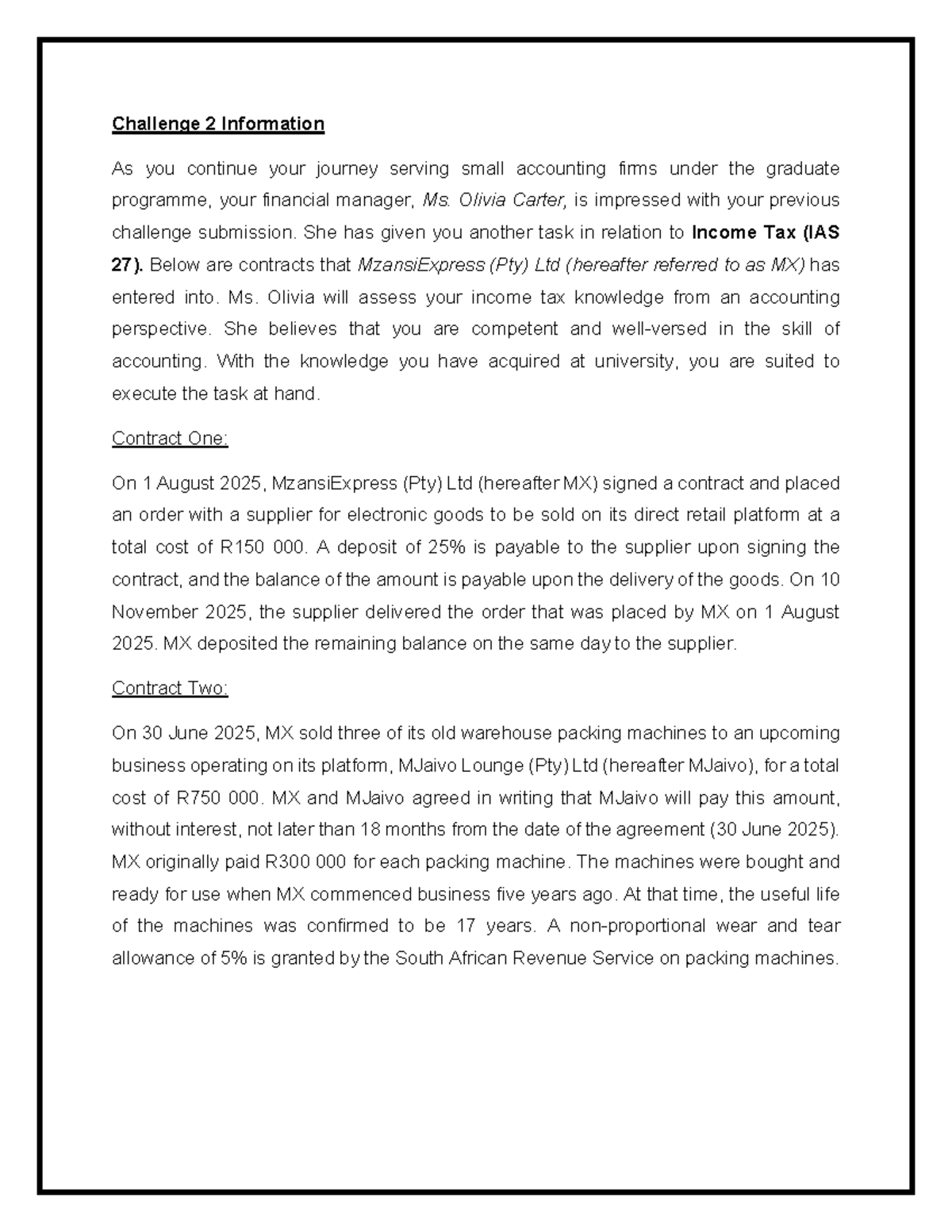 Accounting 3AB: Challenge 2 - Income Tax Contracts Analysis 2026 - Studocu