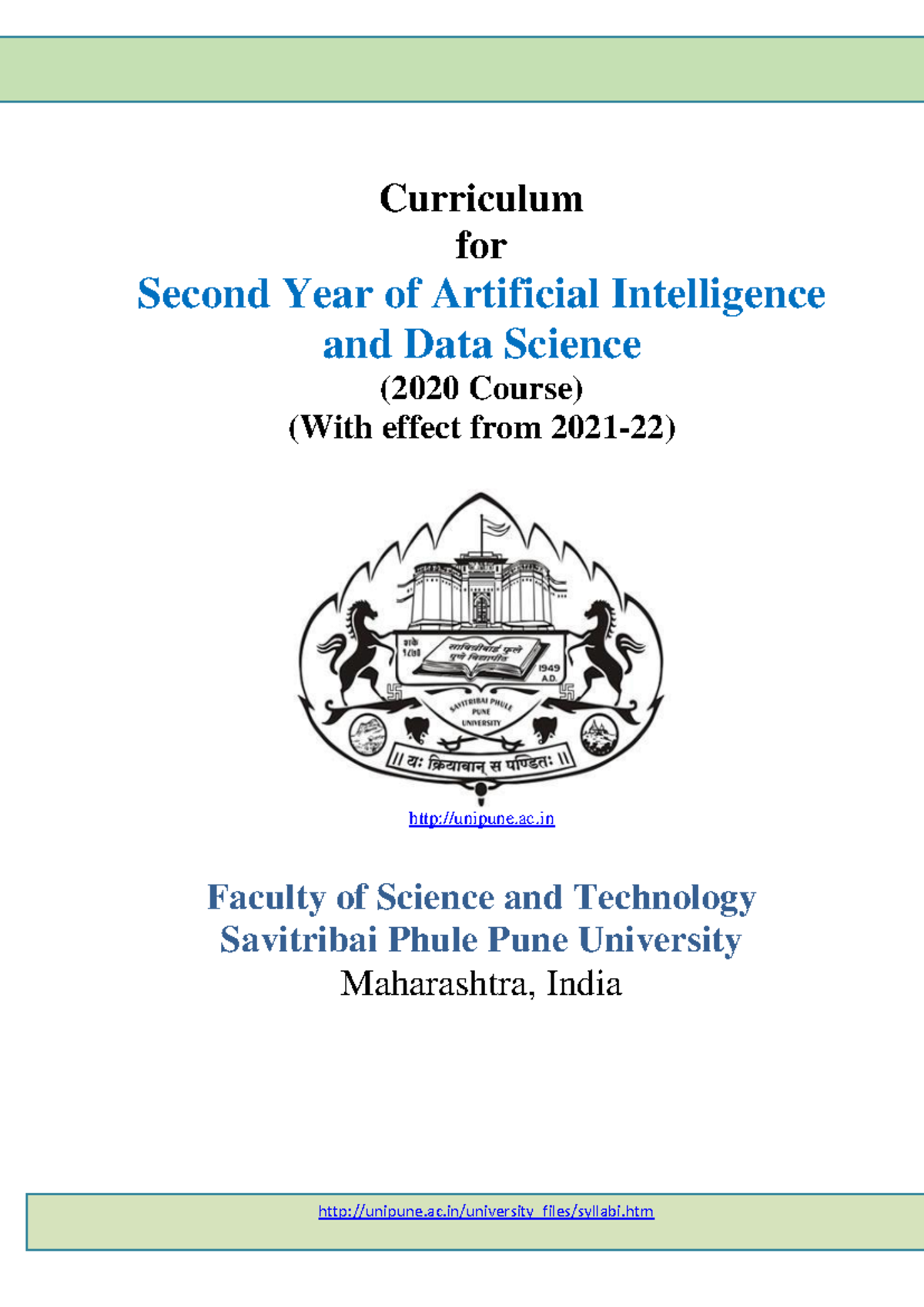 SE AI-DS 2021 SPPU Revised Syllabus for AI & Data Science Program - Studocu