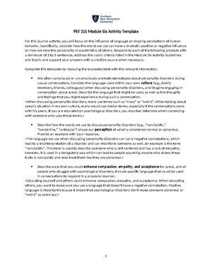 PSY 215 Module Three Activity Template - PSY 215 Module Three Activity Template Complete this ...